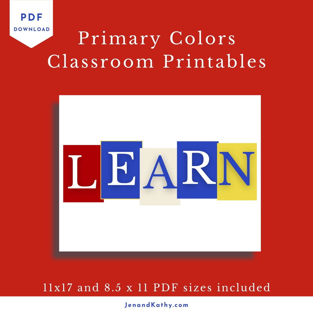 Primary Colors Classroom Printables for Wall Decor or Bulletin Board ...