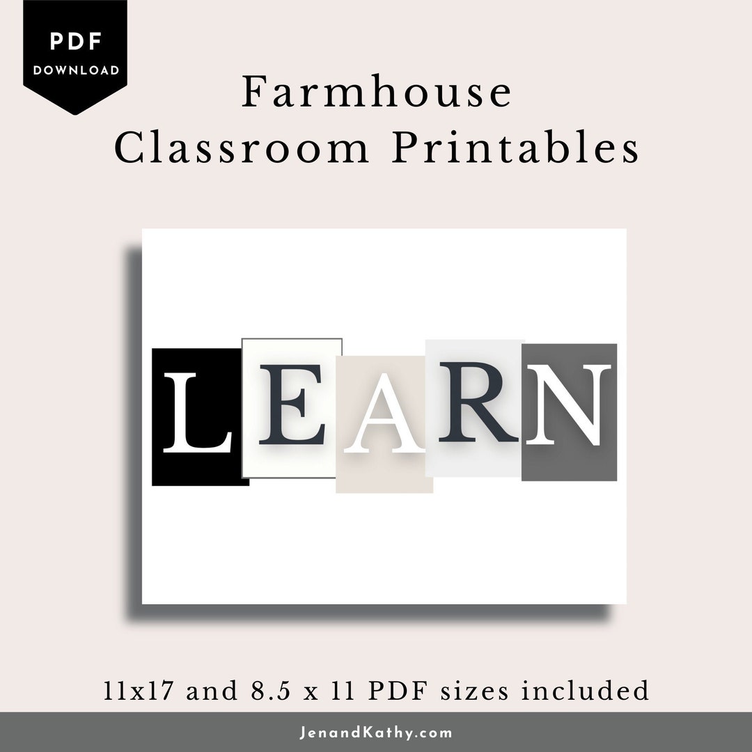 Farmhouse Classroom Printables for Wall Decor or Bulletin Board for ...