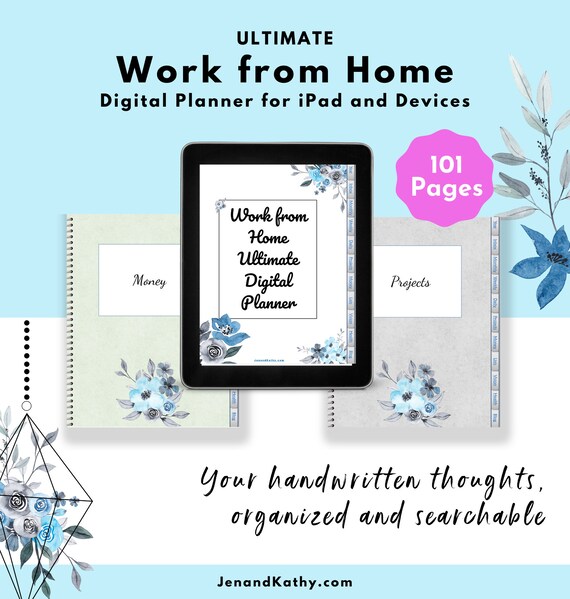 Work From Home Floral Digital Planner for Goodnotes - Etsy