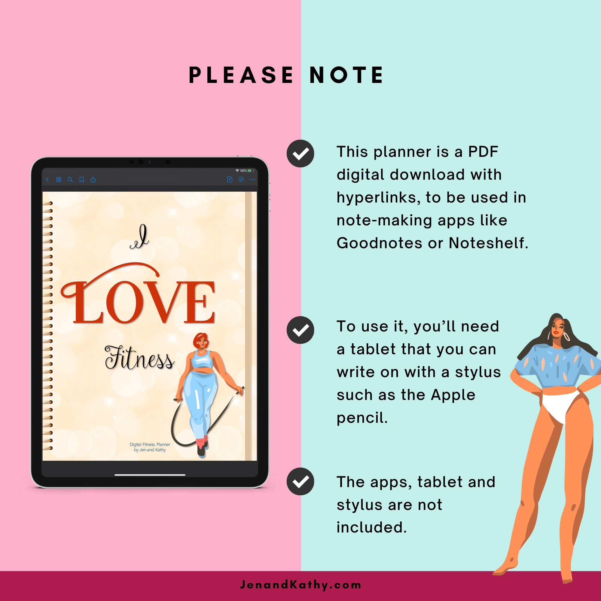 I Love Fitness Digital Planner - for Goodnotes, Notability and Other ...