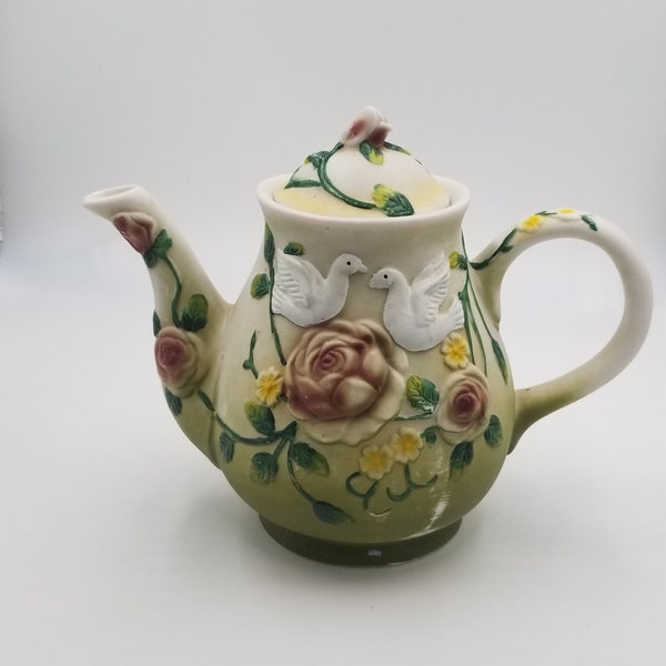 Floral Design Teapot - Etsy