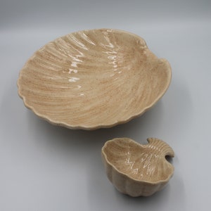 Peach and Coral Speckled Clam Shell Chip and Dip Set, Detachable Chip ...