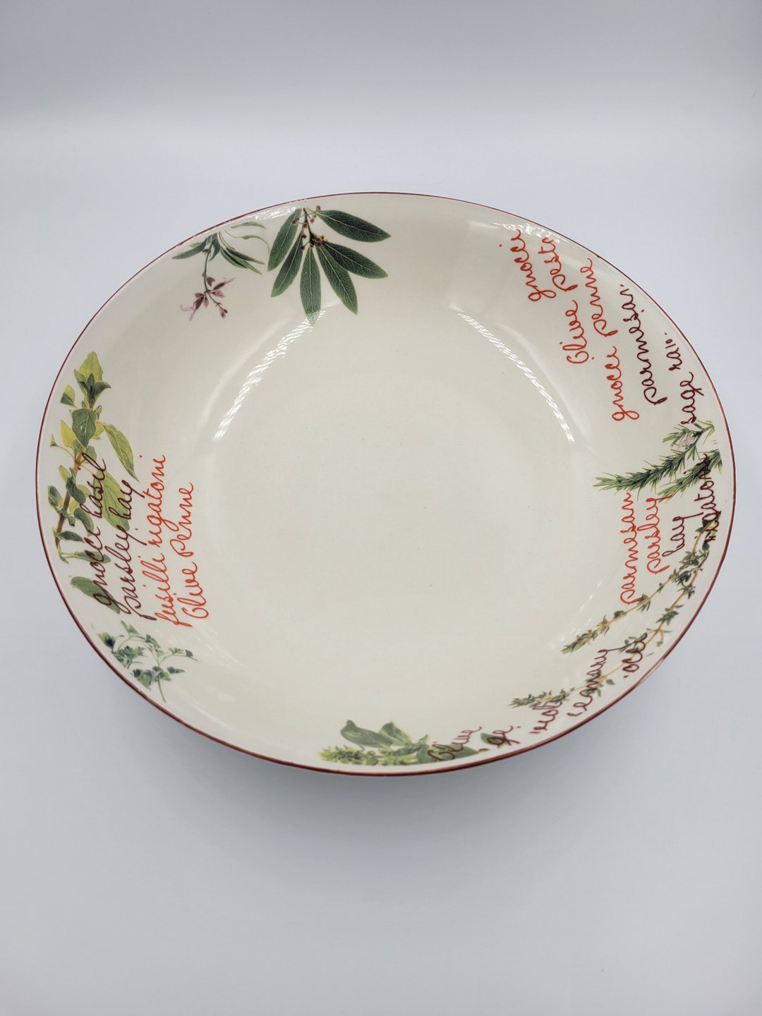 Vintage World Market Pasta Serving Bowl, Favorite Handwritten Pastas ...