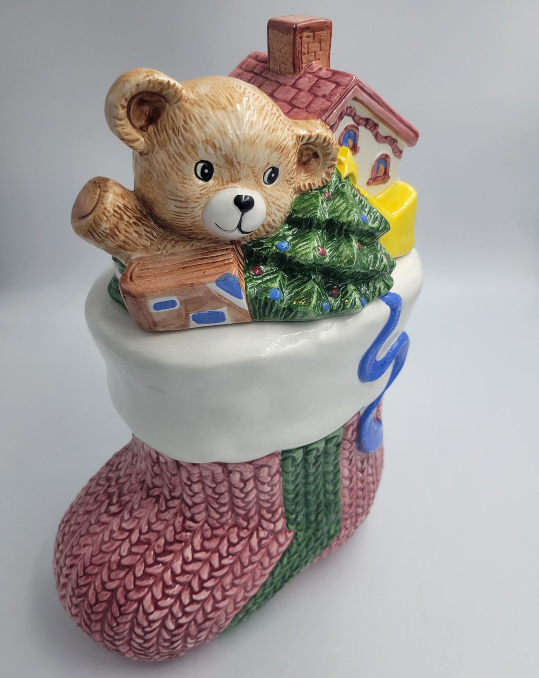 Enesco Corp Christmas Stocking Cookie Jar, 2 Piece Set, Ceramic, Treat ...