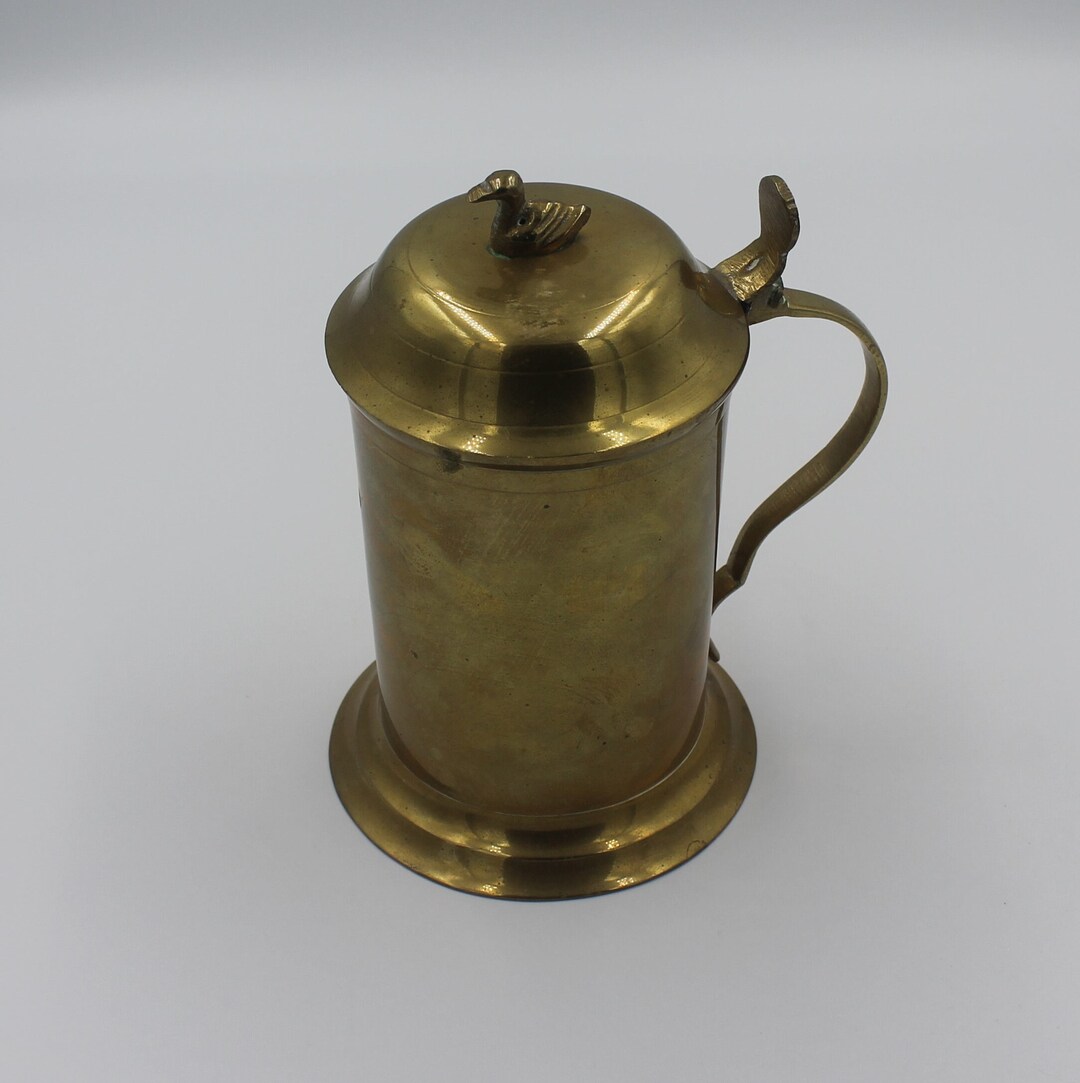 Vintage Enesco Imports Corp. Solid Brass Tankard Beer Stein Mug With ...