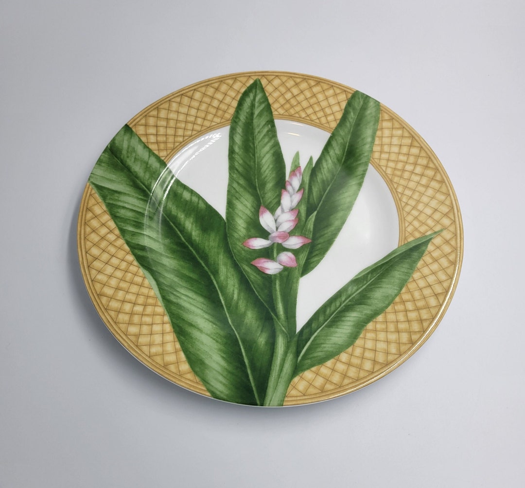 222 Fifth Fine Porcelain Dinner Plates, Set of 4, Rain Forest Pattern ...