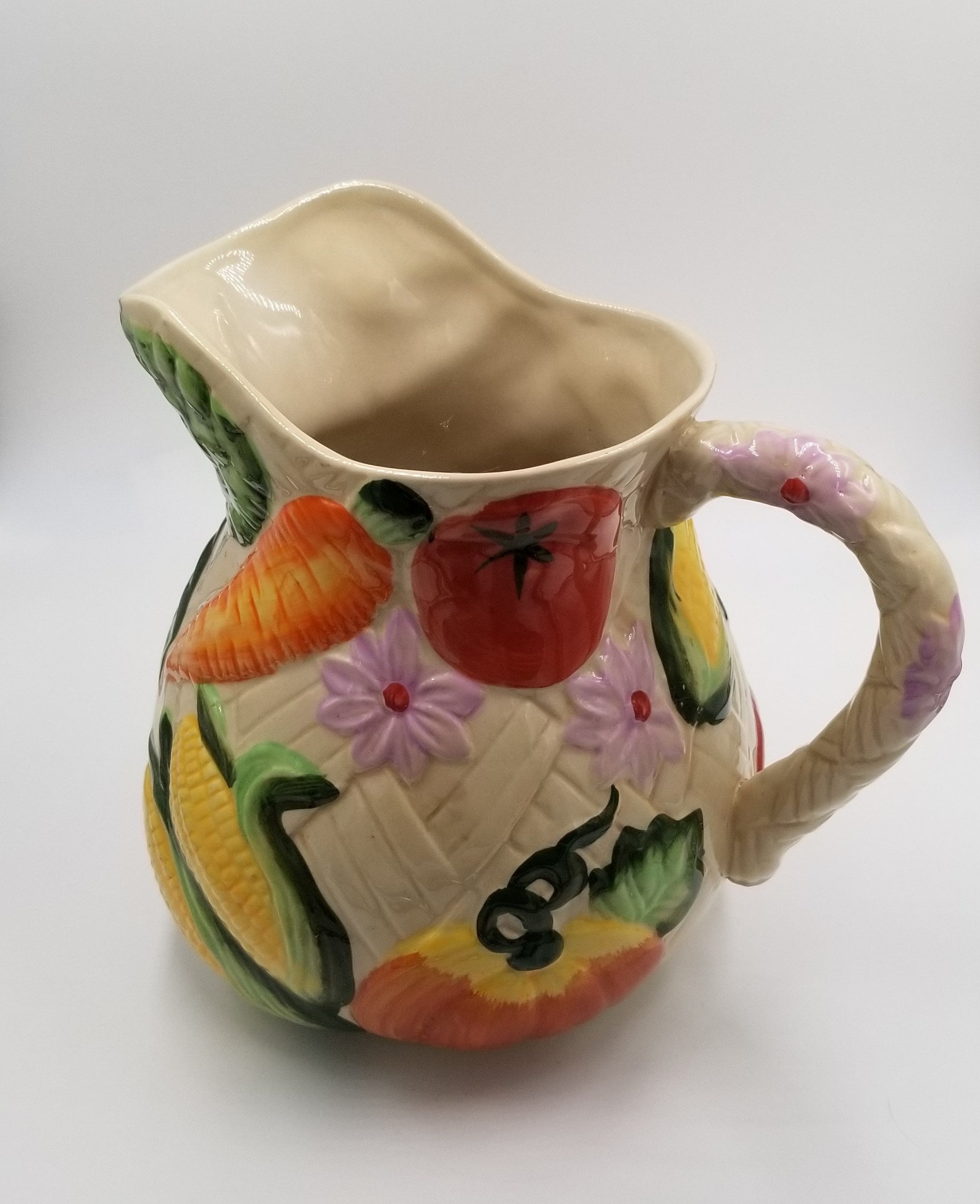 Vintage Ceramic Embossed Vegetable Pitcher - Etsy
