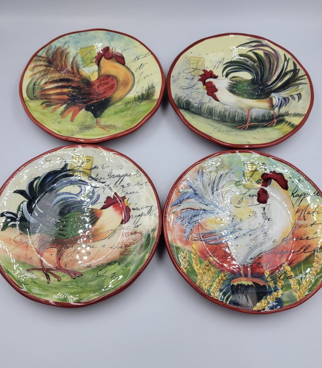 Certified International Le Rooster Dinnerware, 3 Dinner Plates, 4 Salad ...