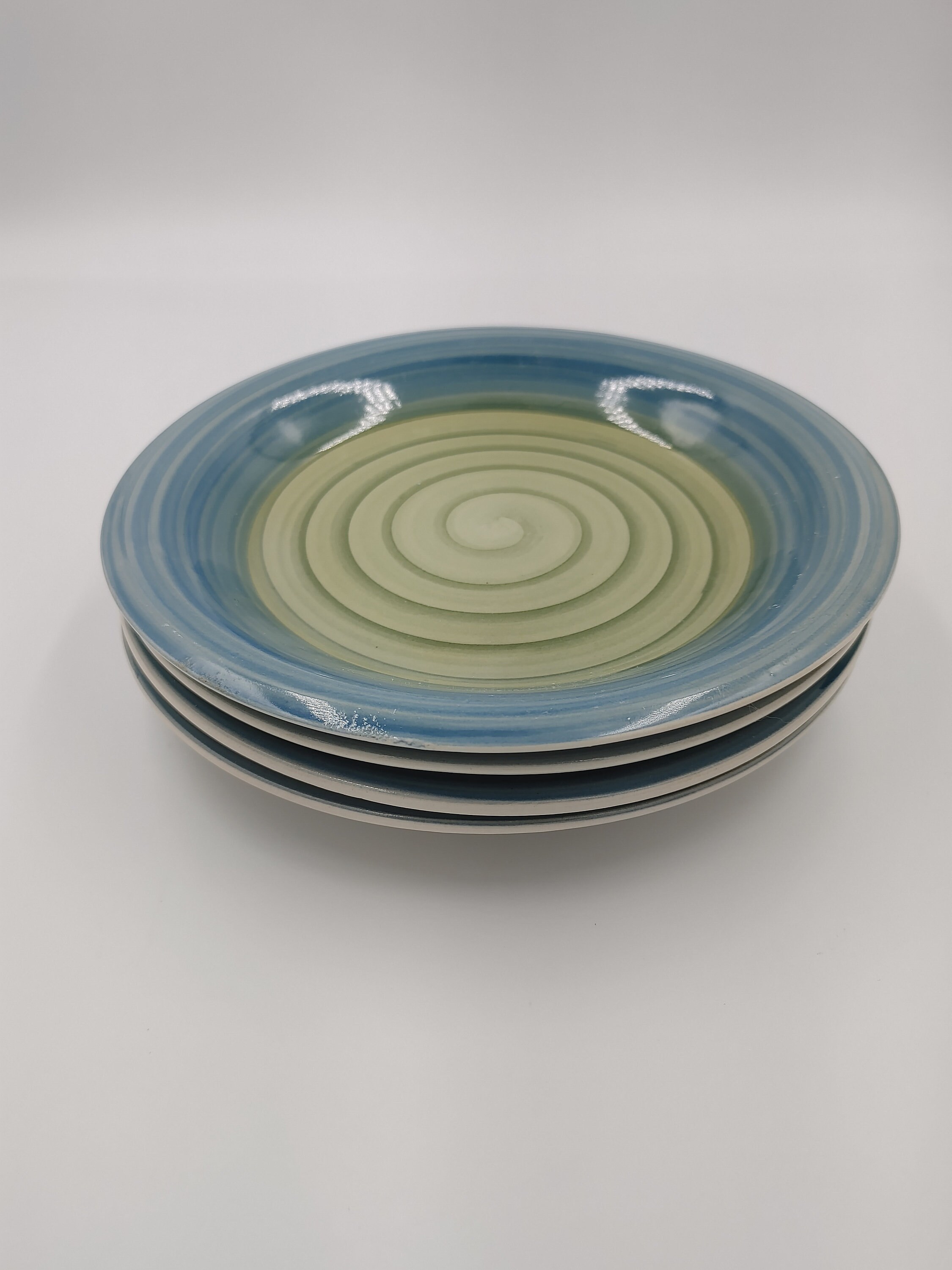 Pier One Stoneware Salad Plates, Blue Green Swirls, Set of 4 - Etsy