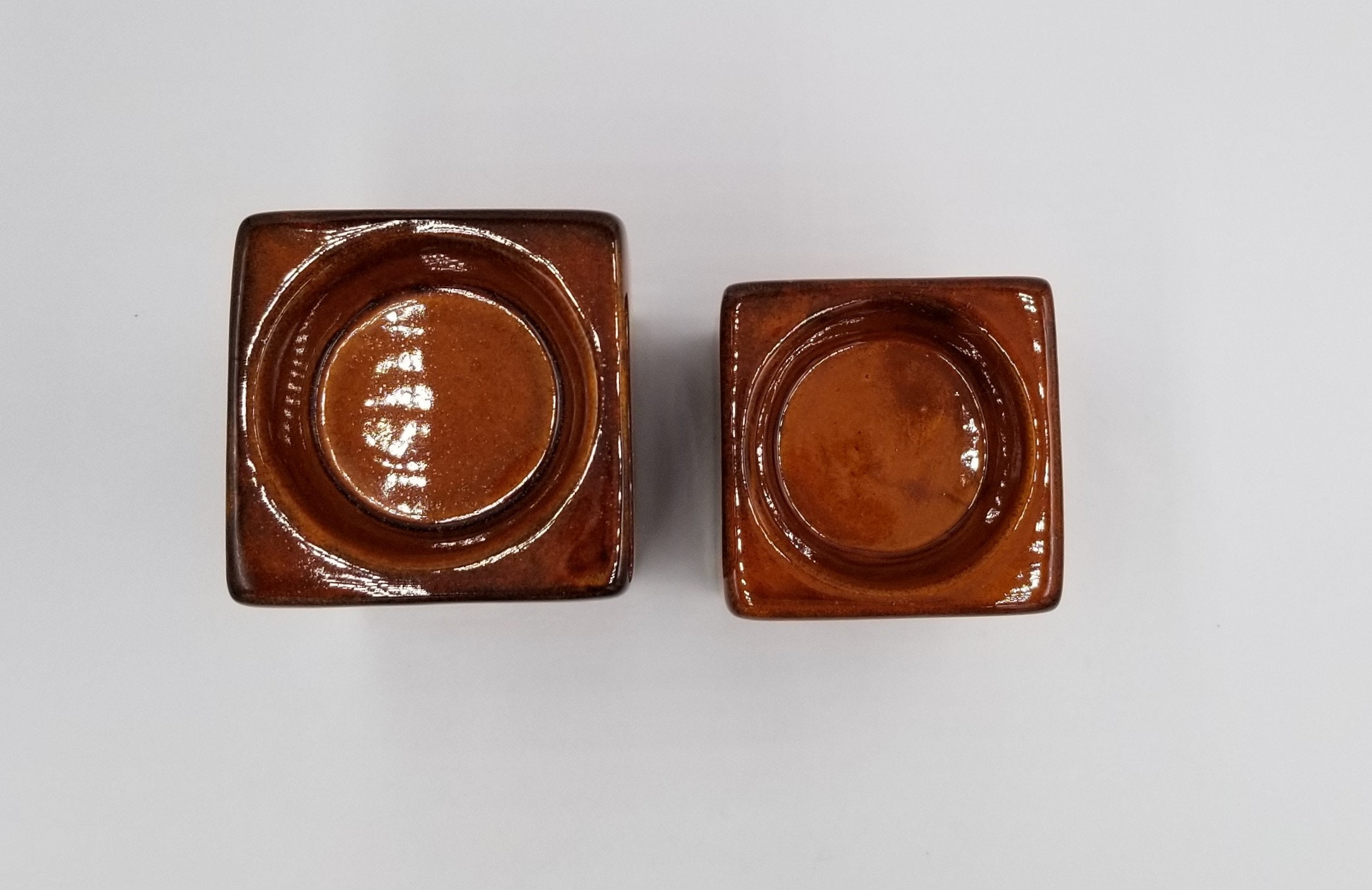 1970s Rust Ceramic Staggered Column Candle Holders W Leaves 2 - Etsy