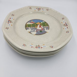 Market Square Plain and Fancy Stoneware Dinner Plates, Octagonal Shaped ...