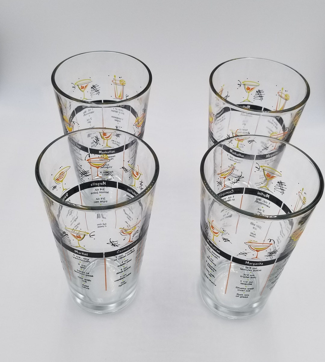 Vintage Cocktail Recipe Glass, 16.2 Oz, Barware - Etsy