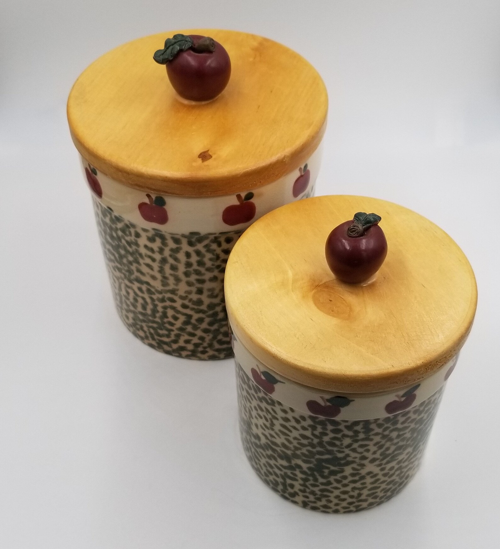 1999 Country Apple Ceramic Canister Set Green Splatterware - Etsy