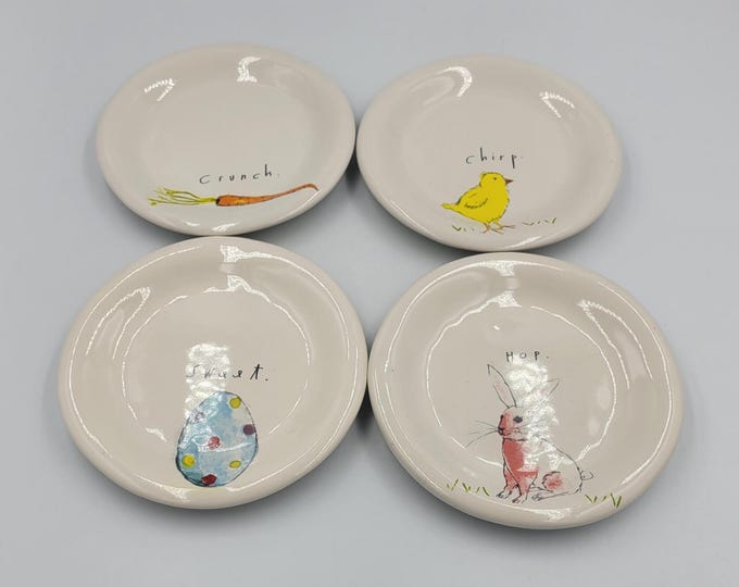 Vintage Rae Dunn Happy Spring-happy Spring Egg Plate-yellow Egg Shape ...