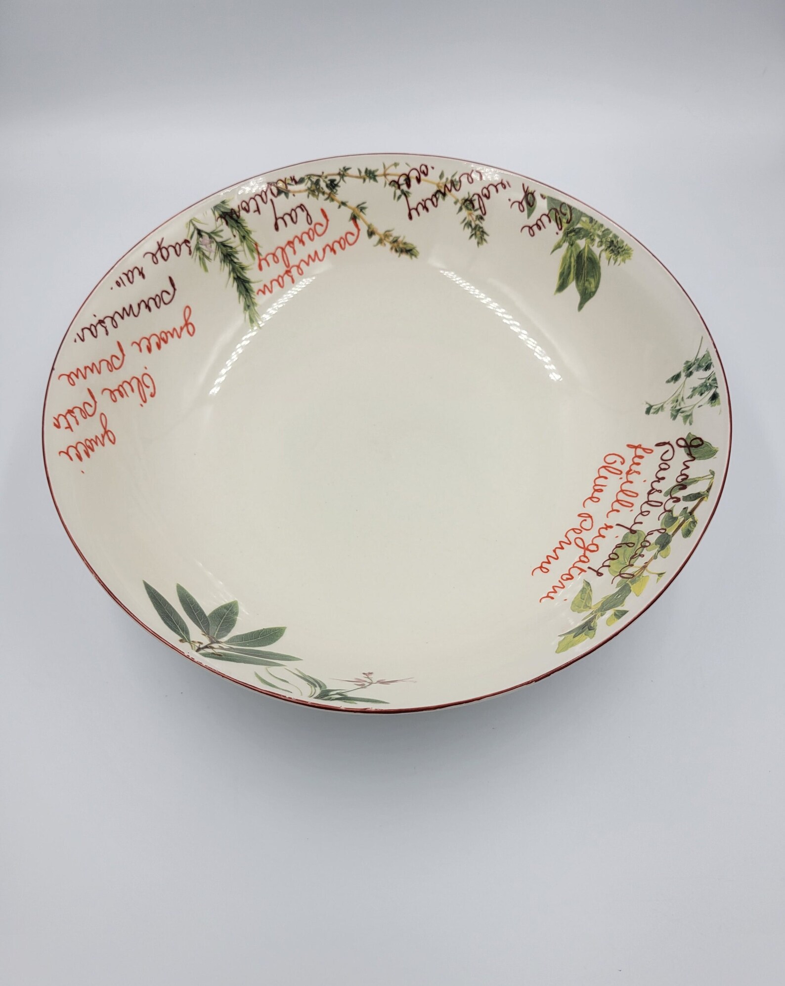 Vintage World Market Pasta Serving Bowl, Favorite Handwritten Pastas ...