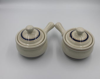 Blue Trim Handled Stoneware Soup Crocs Bowl - Etsy