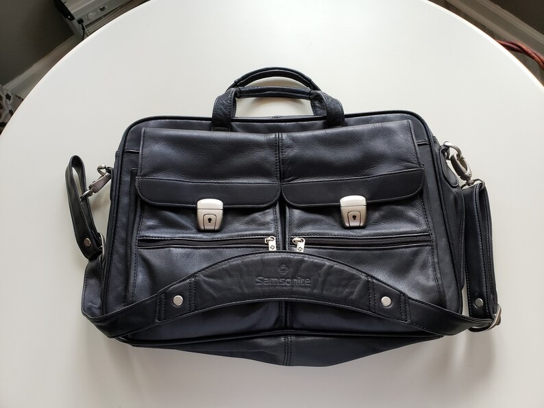 Vintage Samsonite Black Leather Computer Bag - Etsy