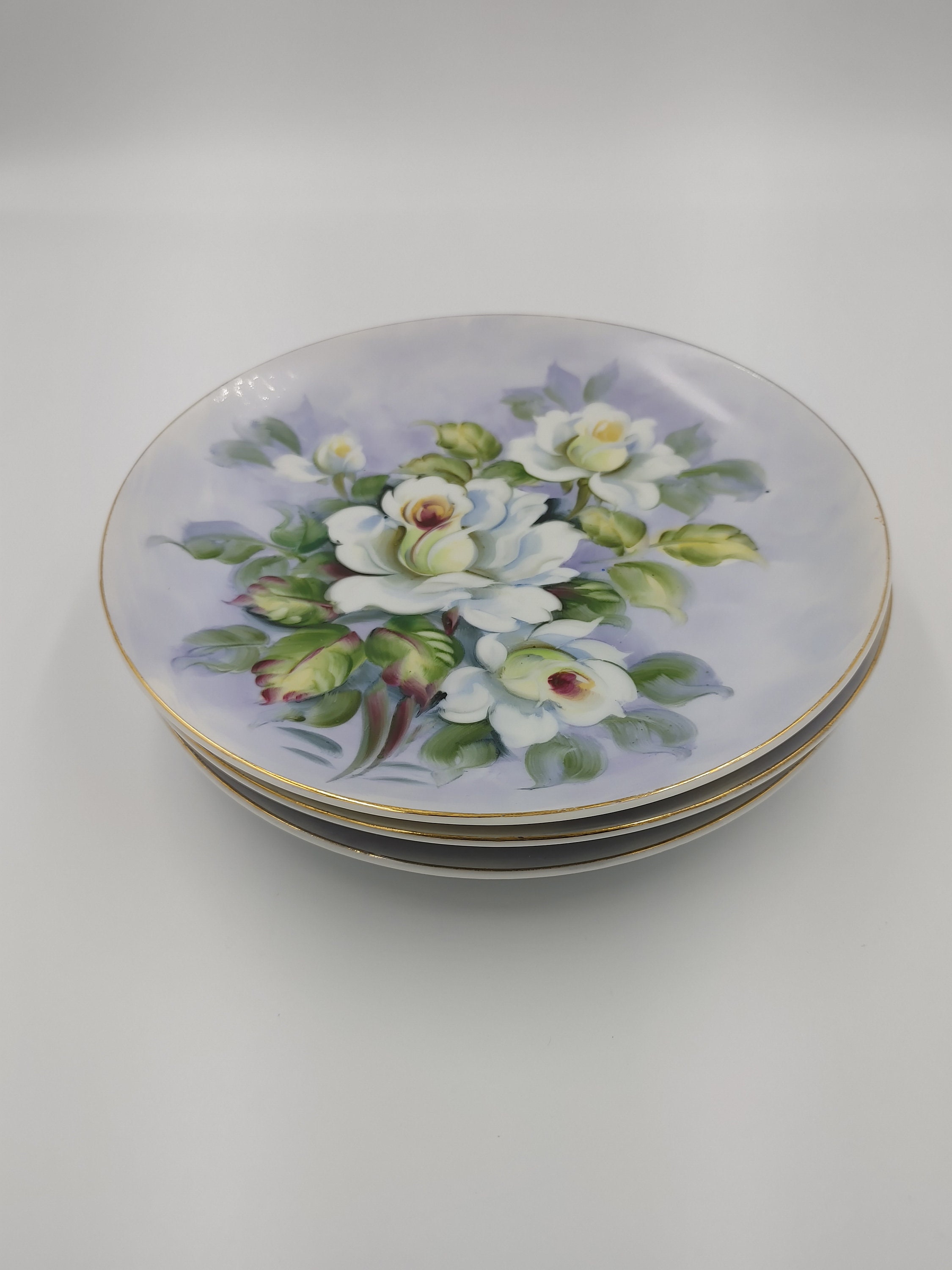 Lefton China Decorative Plates Set of 3 Hand Painted - Etsy