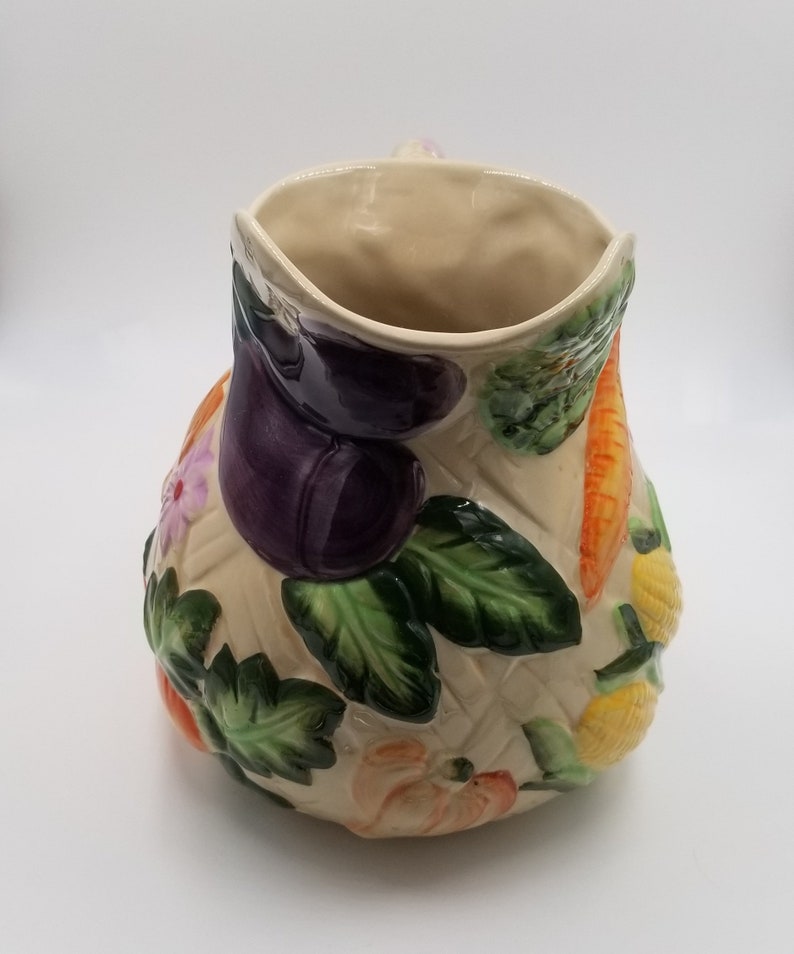 Vintage Ceramic Embossed Vegetable Pitcher - Etsy