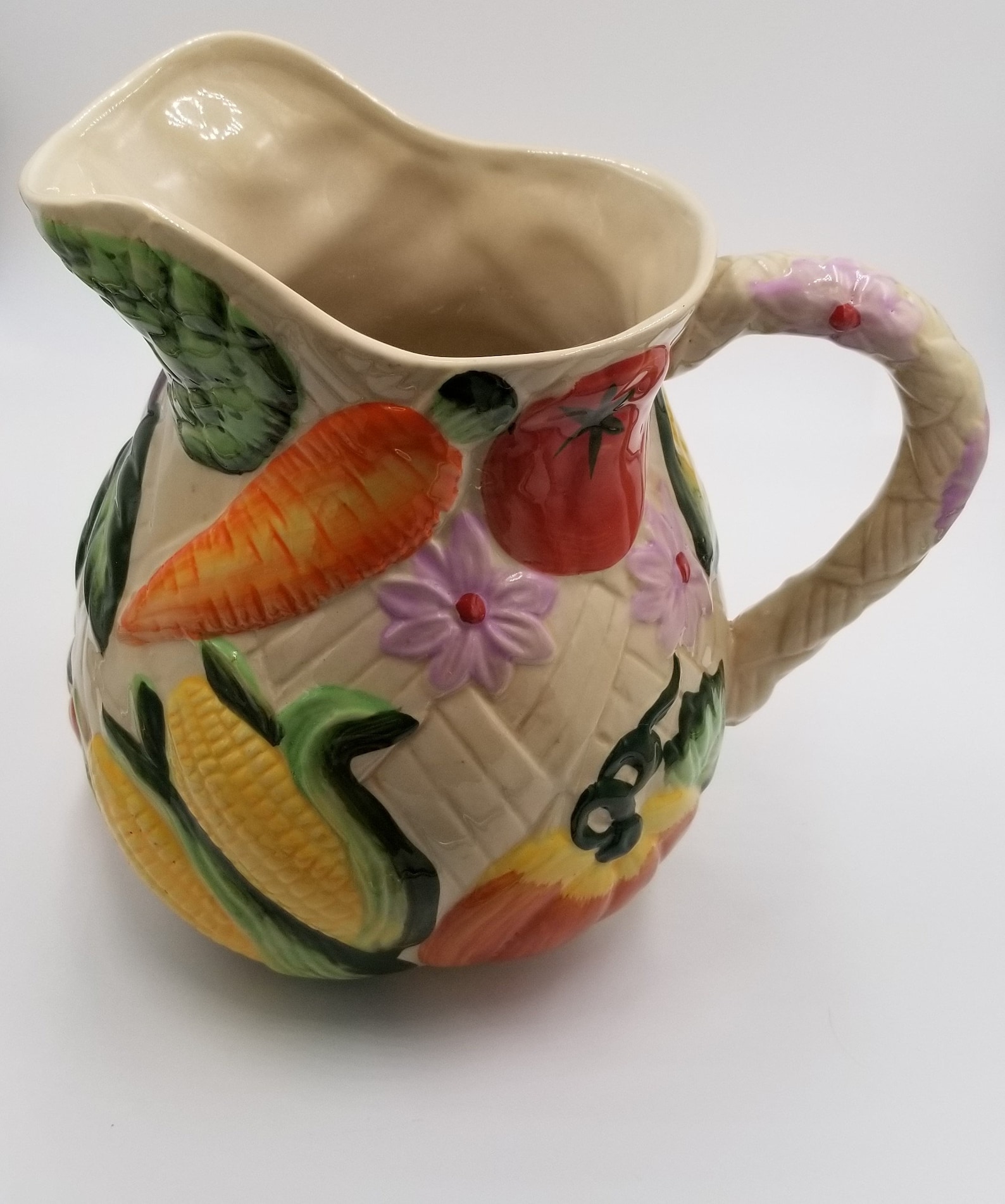 Vintage Ceramic Embossed Vegetable Pitcher - Etsy