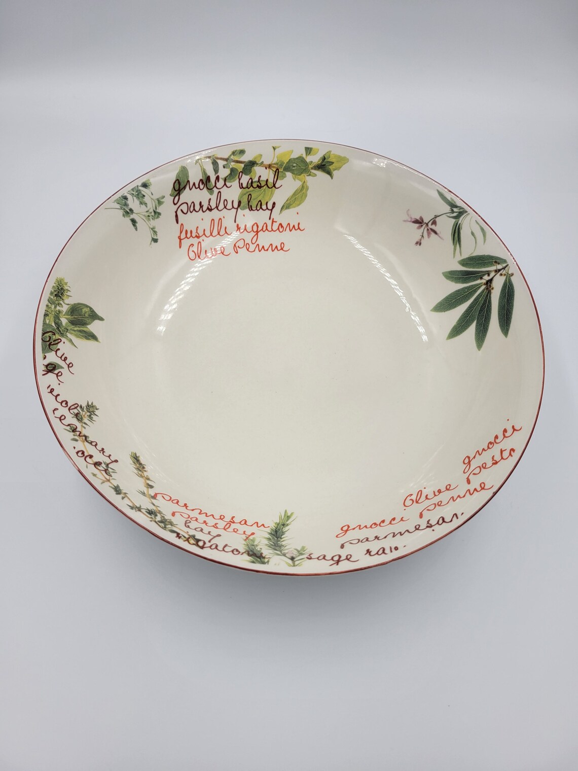Vintage World Market Pasta Serving Bowl, Favorite Handwritten Pastas ...