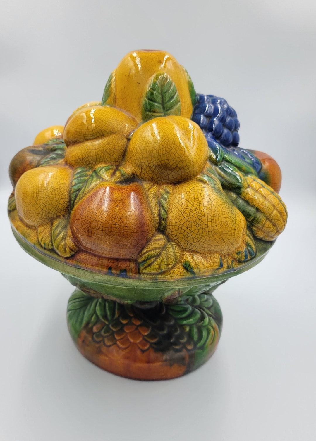 Ceramic Fruit Compote, 2 Piece Set, Embossed Fruits and Vegetables ...