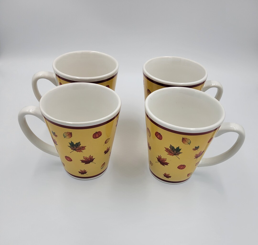 Trisa Fall Leaves Coffee Mugs, Set of 4, Pumpkins - Etsy