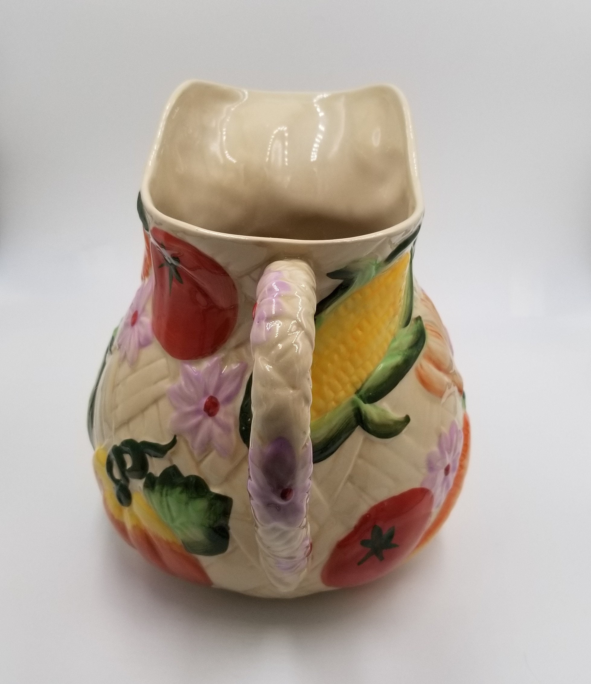 Vintage Ceramic Embossed Vegetable Pitcher - Etsy