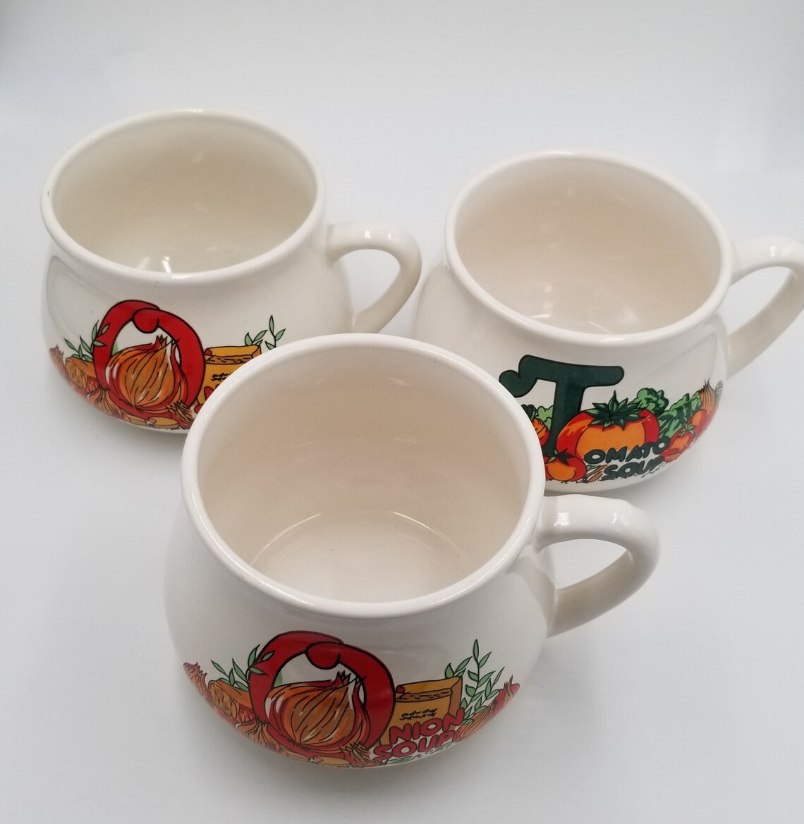 Vegetable Soup Mugs Set of 3 2 Onion and 1 Tomato | Etsy