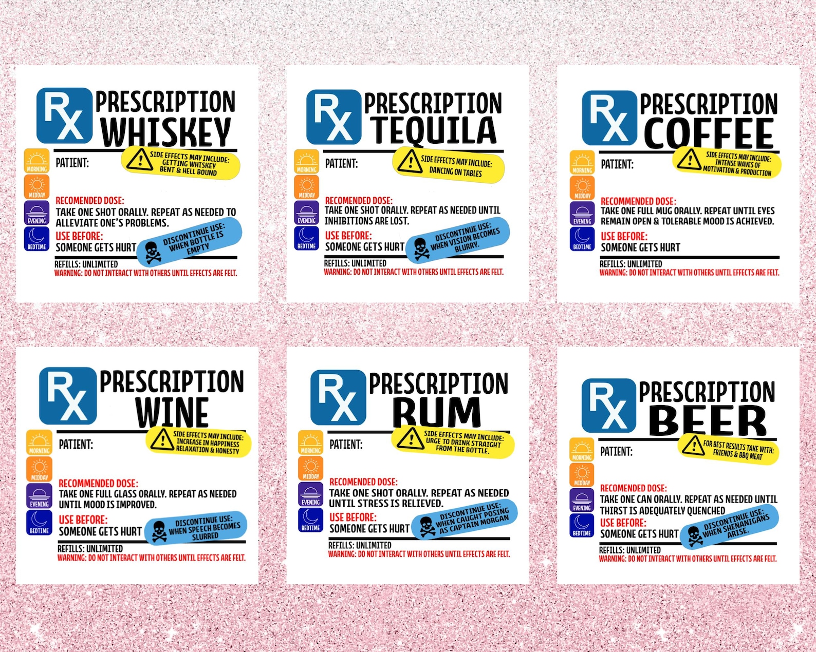 Prescription Label PNG Bundle, Funny PNG Bundle, Drinking Clipart ...