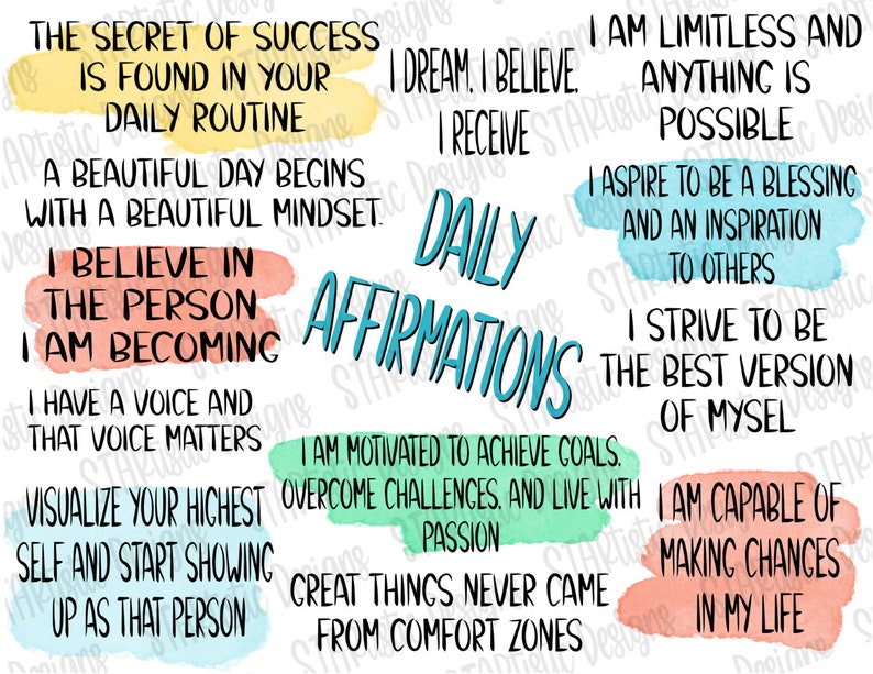 Daily Affirmation Full Wrap Daily Affirmation SVG Self Love - Etsy