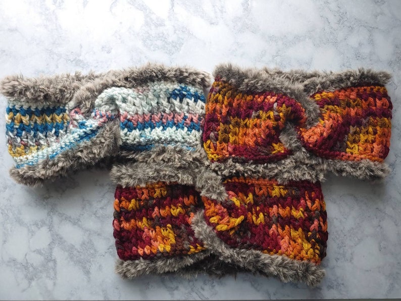 Crocheted Twisted Faux Fur Edge Ear Warmer Child Ear Muff - Etsy