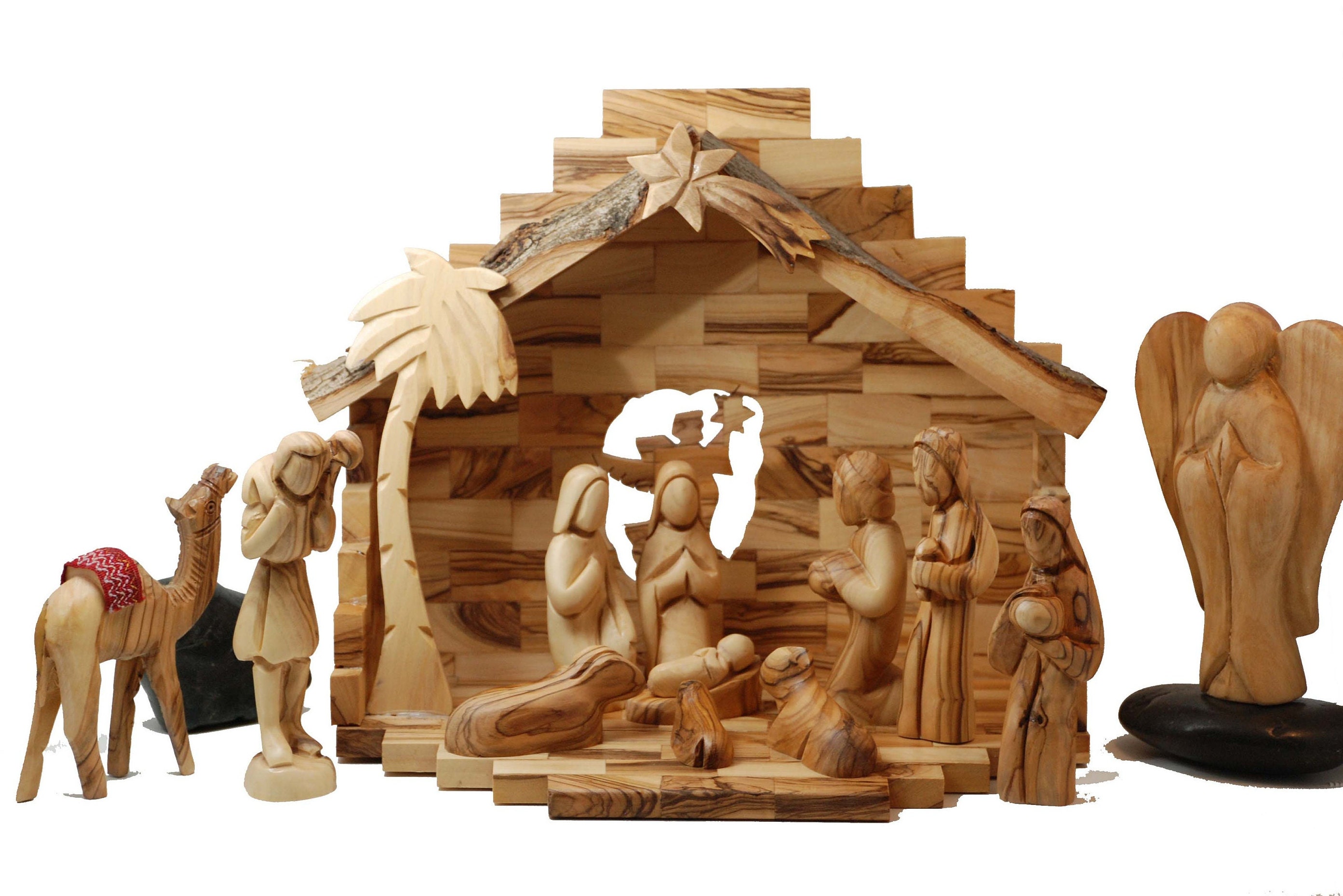 Unique Olive Wood Nativity Set Carved Faceless Figures Full | Etsy