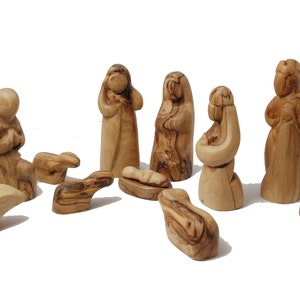 Olive Wood Nativity Figures Cow Donkey Camel Hand Carved Scene ...