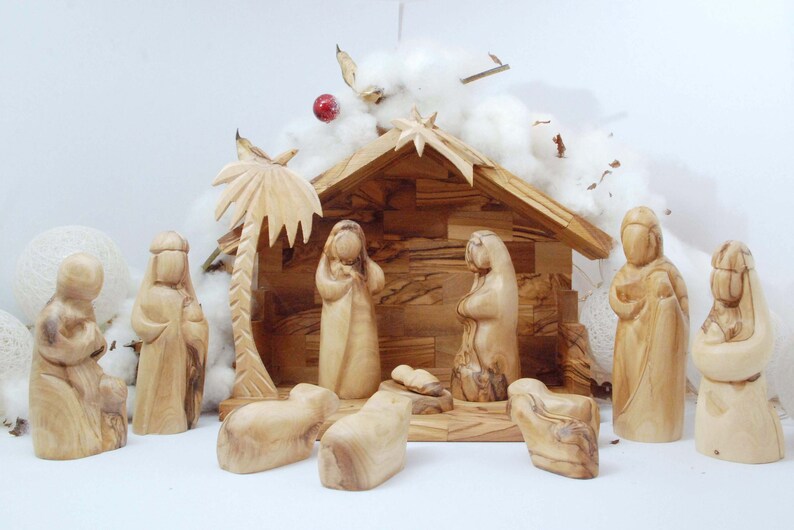 Olive Wood Nativity Set Faceless Carved Figures Christmas Gift From the ...