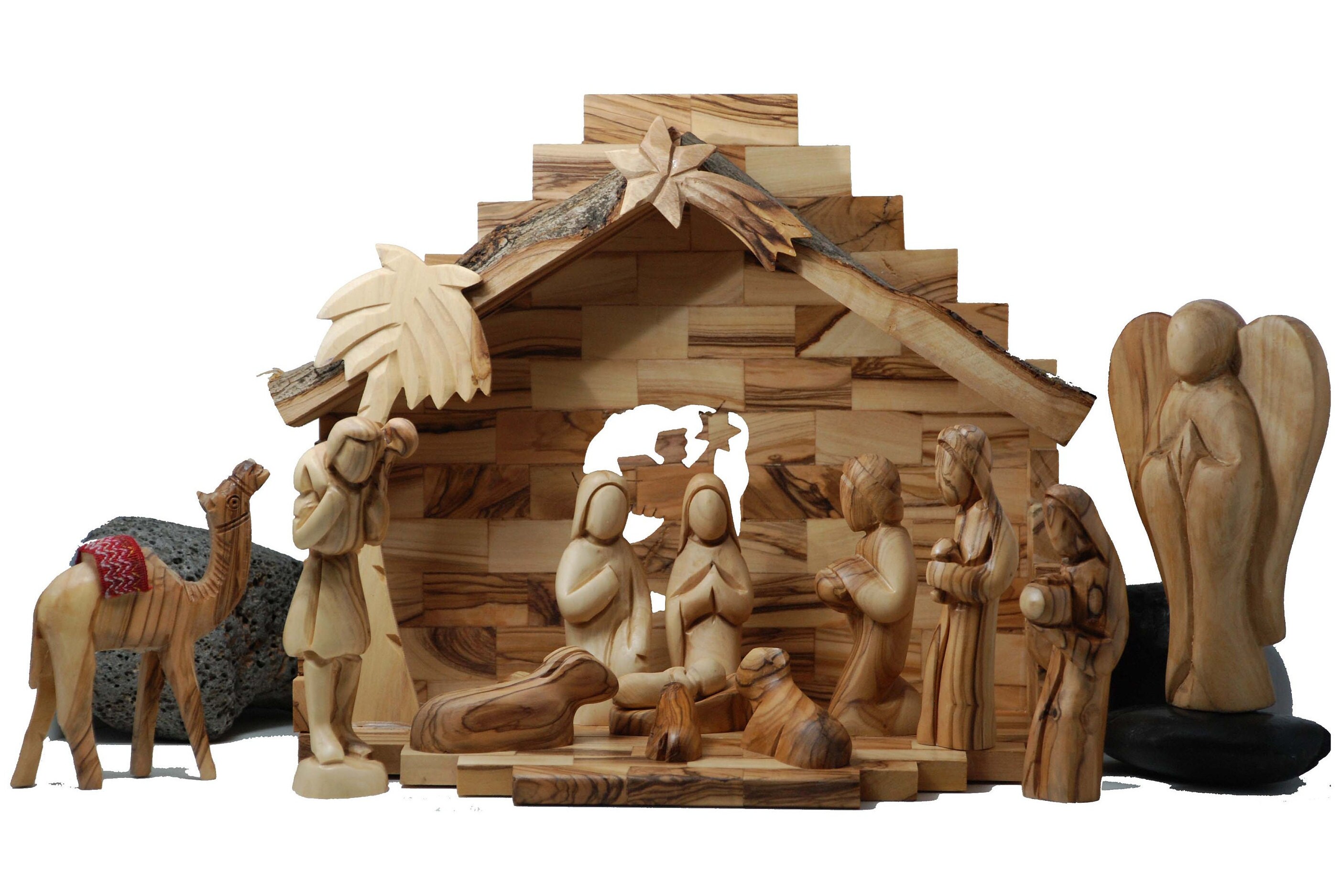 Unique Olive Wood Nativity Set Carved Faceless Figures Full - Etsy
