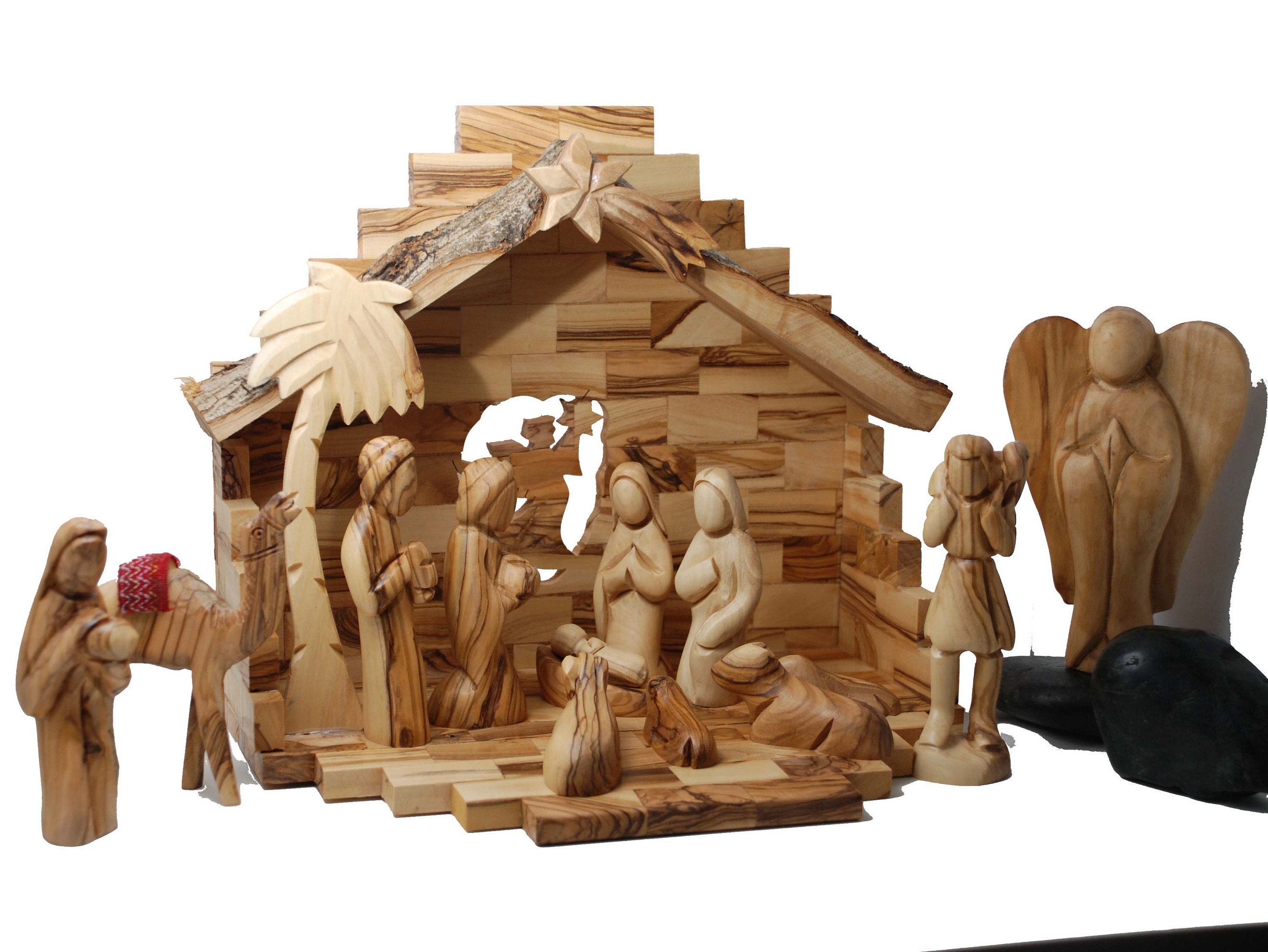 Unique Olive Wood Nativity Set Carved Faceless Figures Full | Etsy