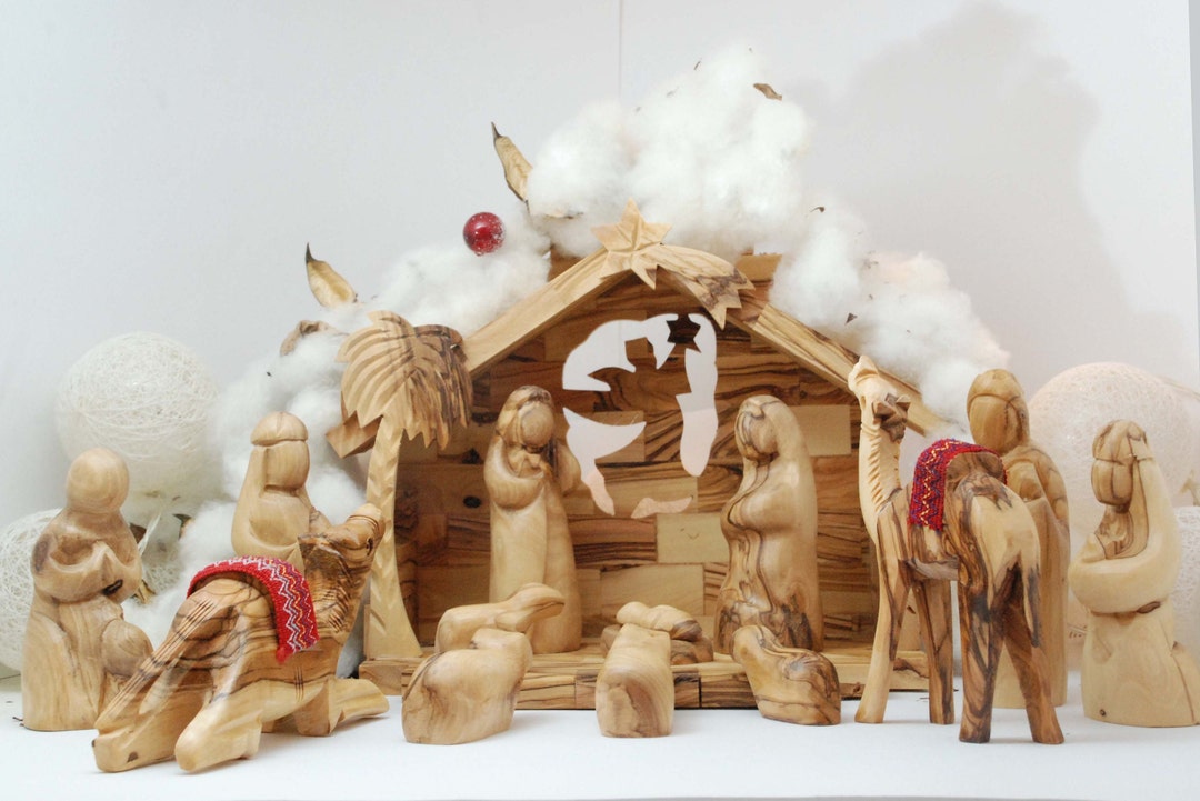Olive Wood Nativity Set Faceless Carved Figures Christmas Gift From the ...
