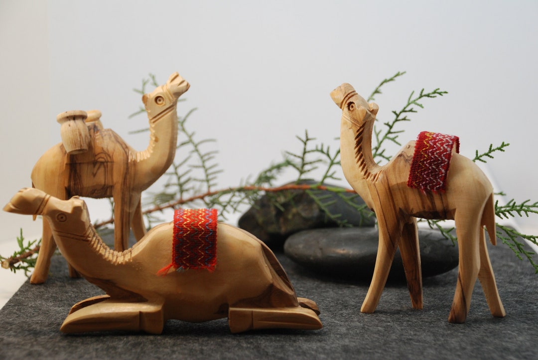 Nativity Olive Wood Camel Set Figures From the Holy Land Christmas Tree ...
