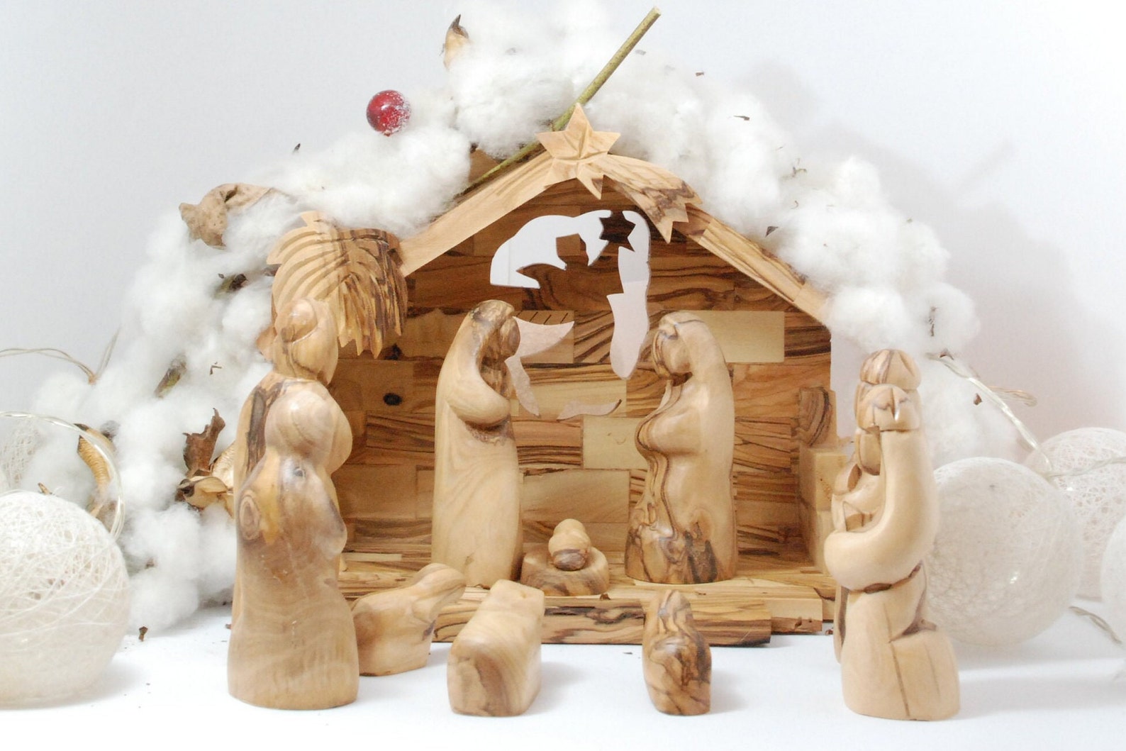 Olive Wood Nativity Set Faceless Carved Figures Christmas Gift From the ...