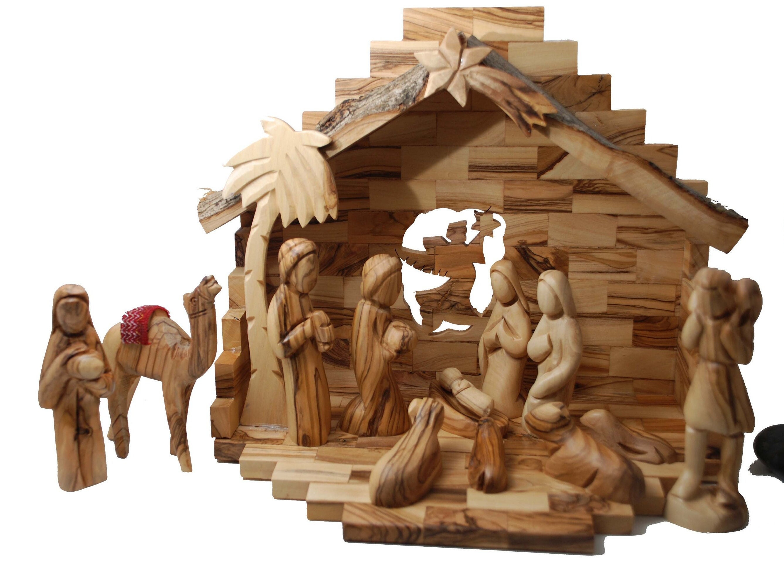 Unique Olive Wood Nativity Set Carved Faceless Figures Full | Etsy