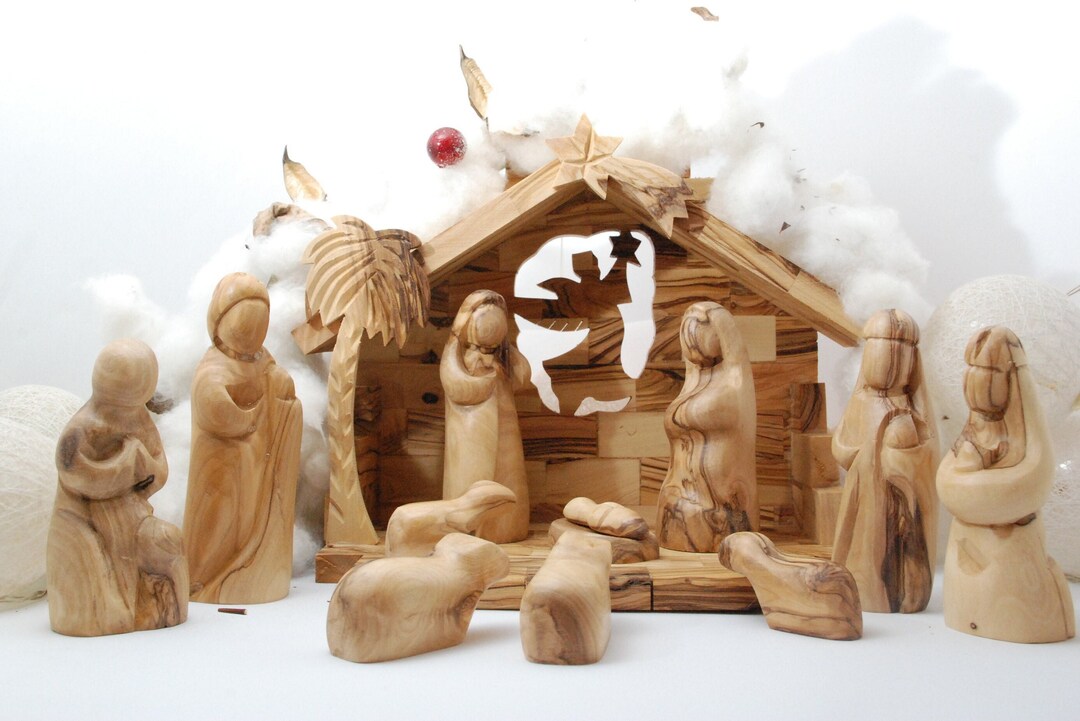 Olive Wood Nativity Set Faceless Carved Figures Christmas Gift - Etsy