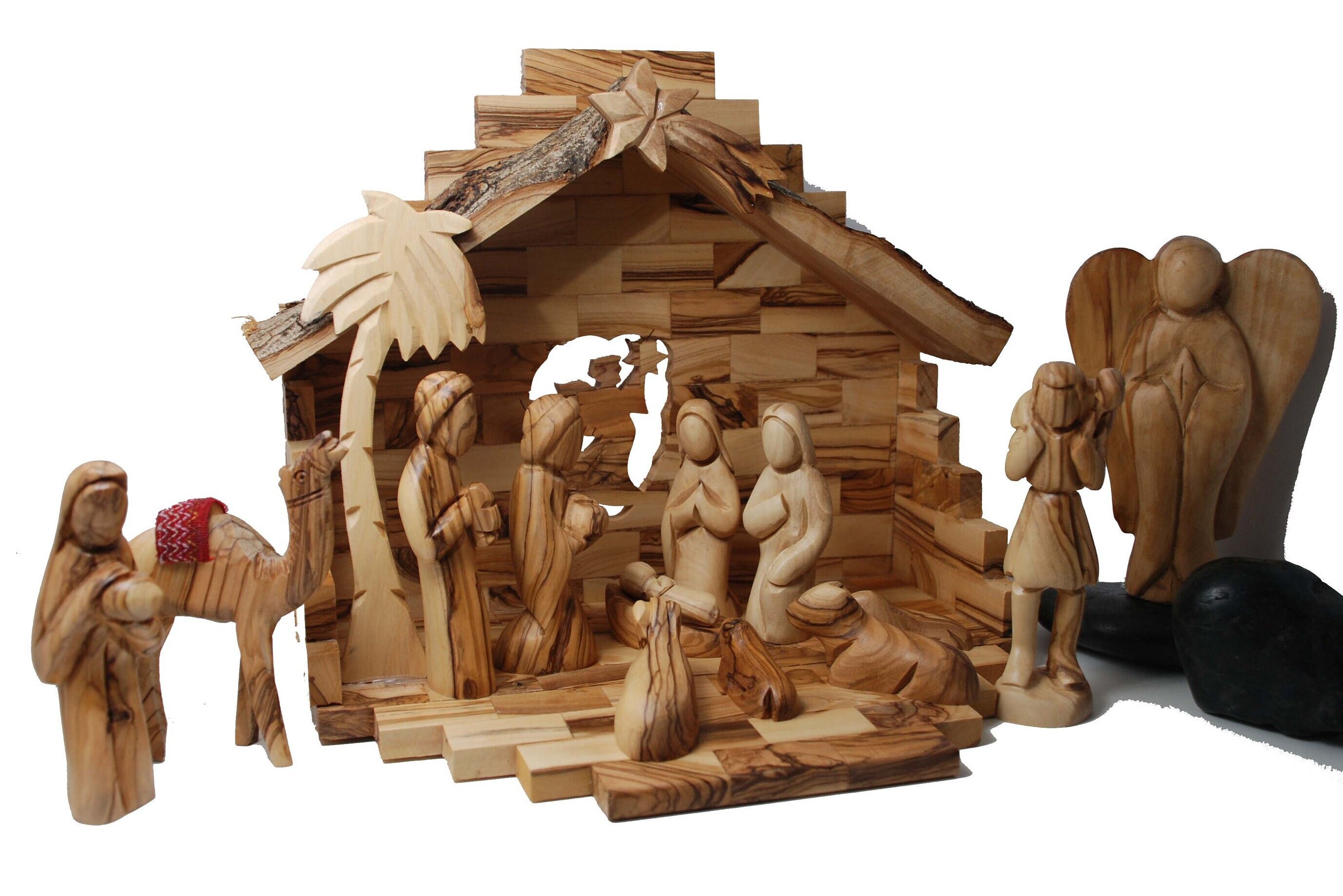 Unique Olive Wood Nativity Set Carved Faceless Figures Full | Etsy