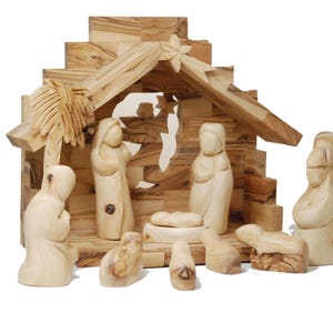 Olive Wood Nativity Set Faceless Carved Figures Christmas Gift From the ...
