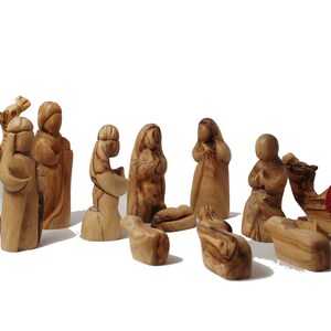 Olive Wood Nativity Figures Cow Donkey Camel Hand Carved Scene ...