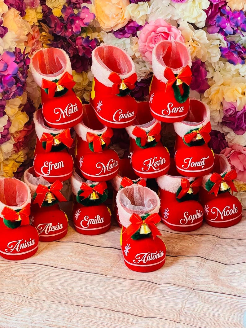 Personalized Christmas Boots Ornaments Candy Bag Sugar Storage Boots ...