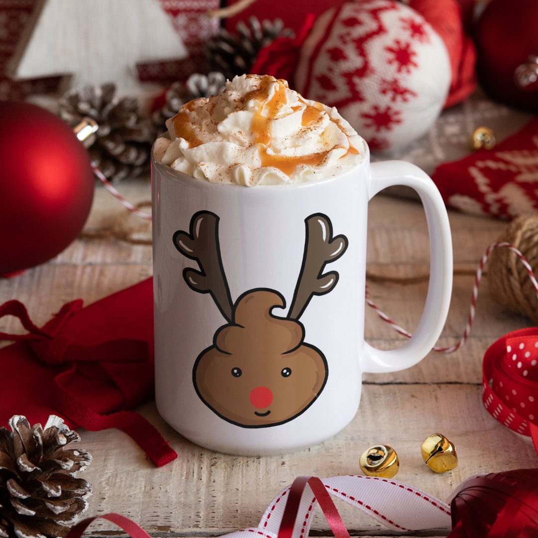 Reindeer Poop Mug, Funny Poo Coffee Mugs, Cute Bathroom Humor Tumbler ...