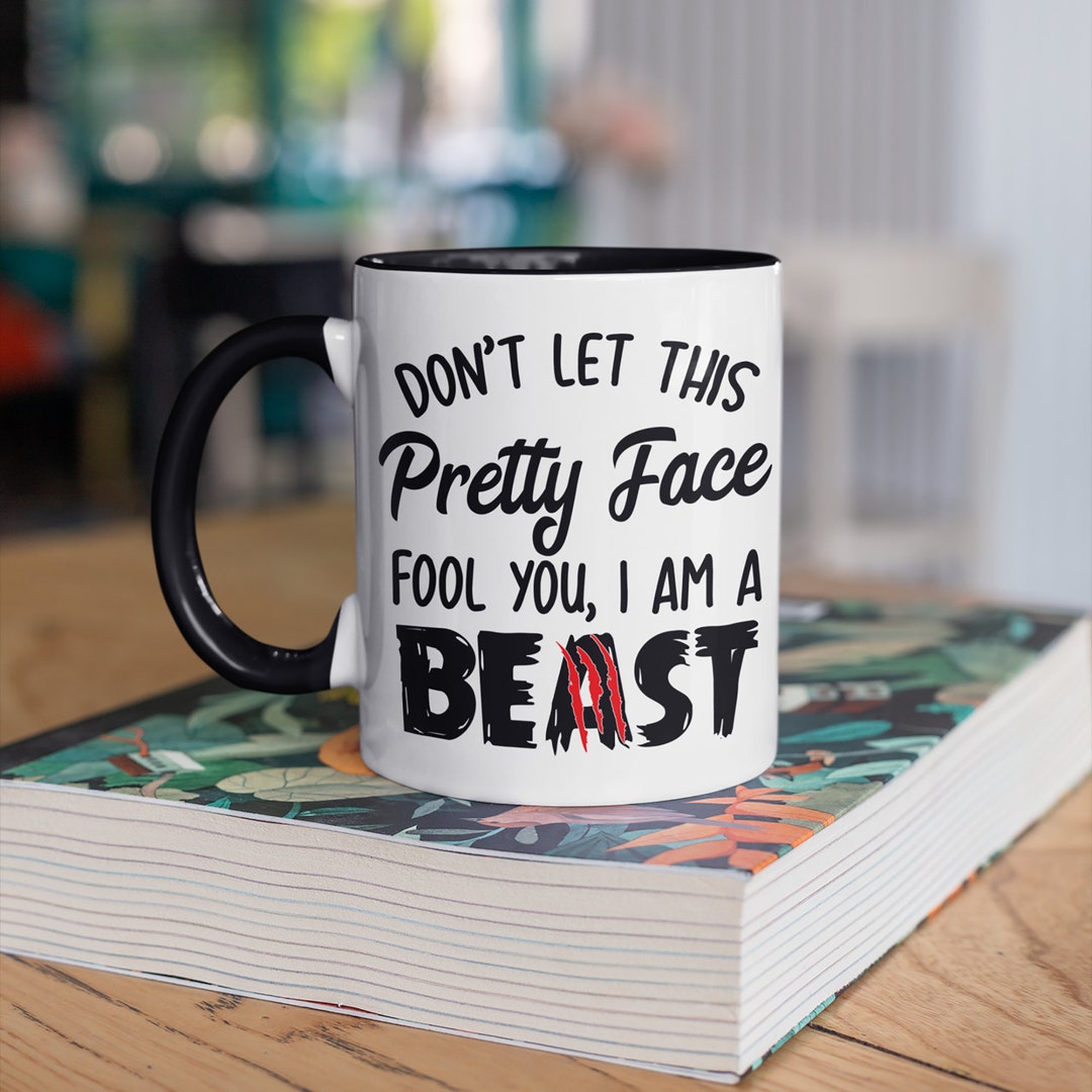 Girl Fighter Mug, Funny Woman Fighting Beast Coffee Mugs, MMA Boxer ...