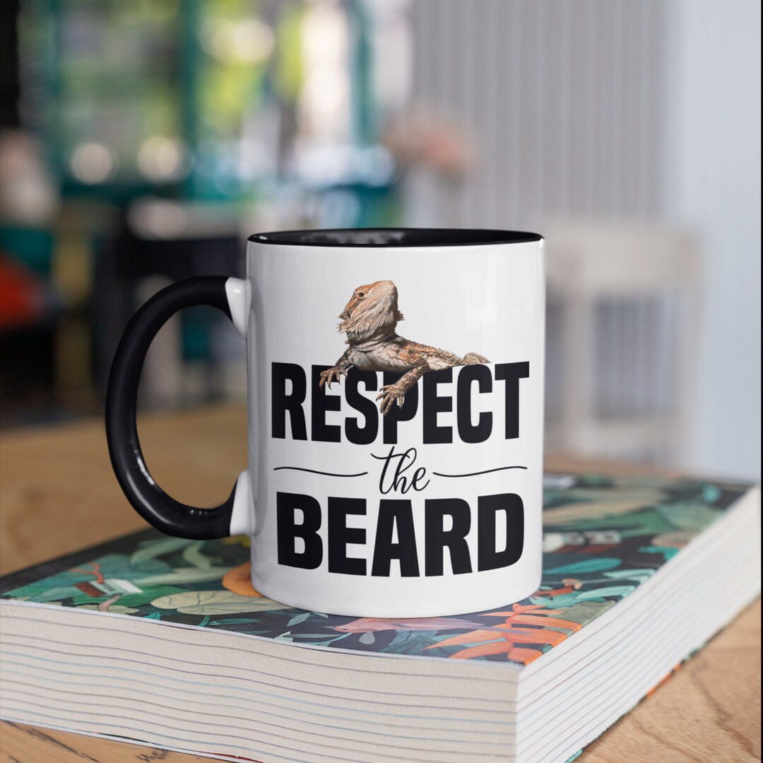 Bearded Dragon Mug, Funny Respect the Beard Coffee Mugs, Reptile Lizard ...