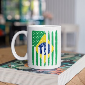 Brazilian American Mug, Brazil USA Flag Coffee Mugs, Tumbler, Travel ...